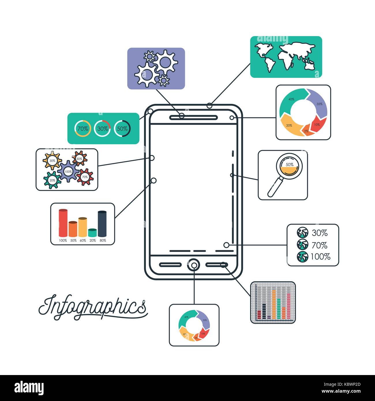infographics and statistics with smartphone Stock Vector Image & Art ...
