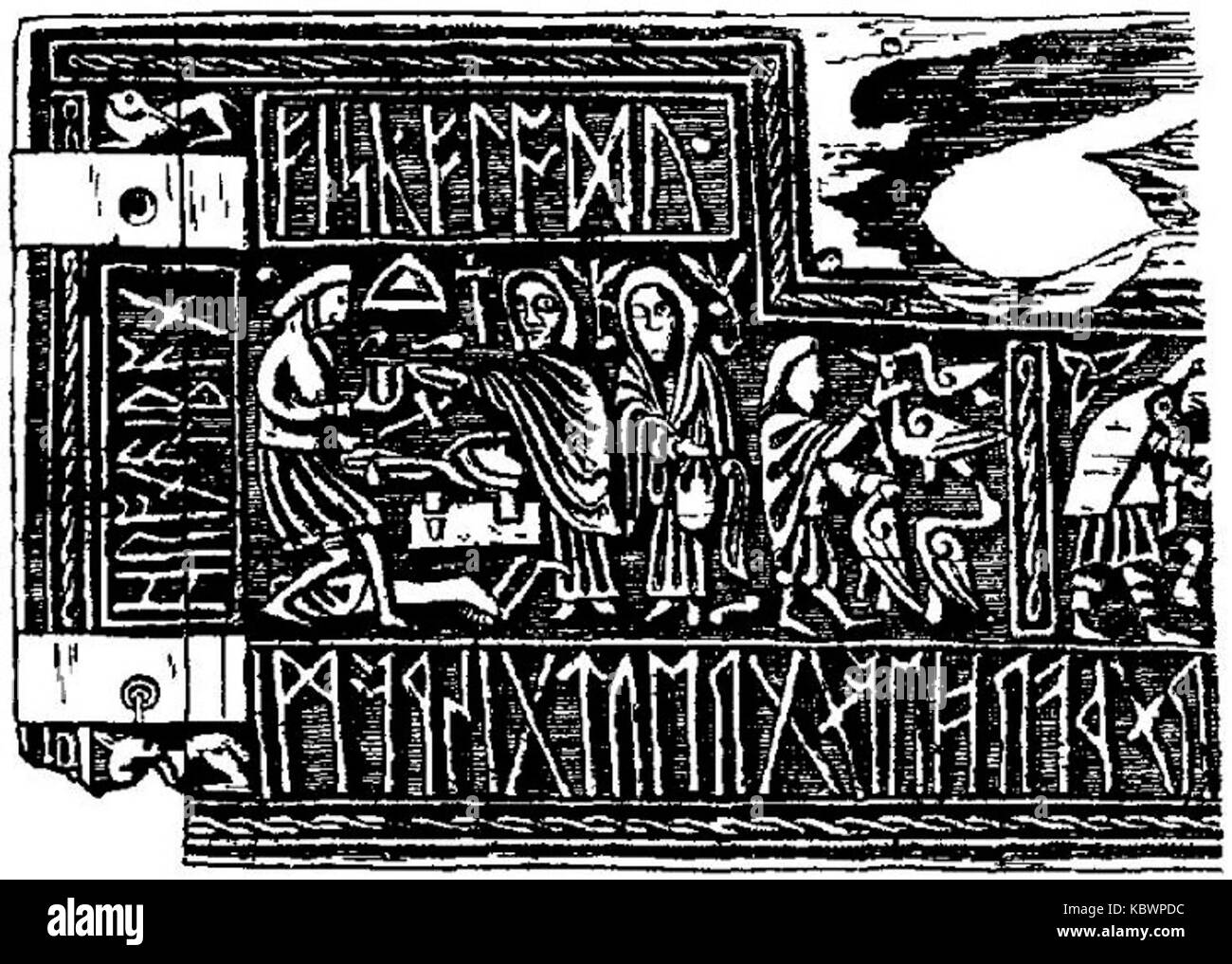 Britannica Wayland the Smith The Franks Casket Stock Photo - Alamy