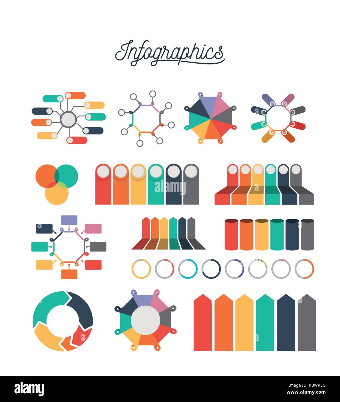 infographics and statistics colorful set icons graph Stock Vector Image ...