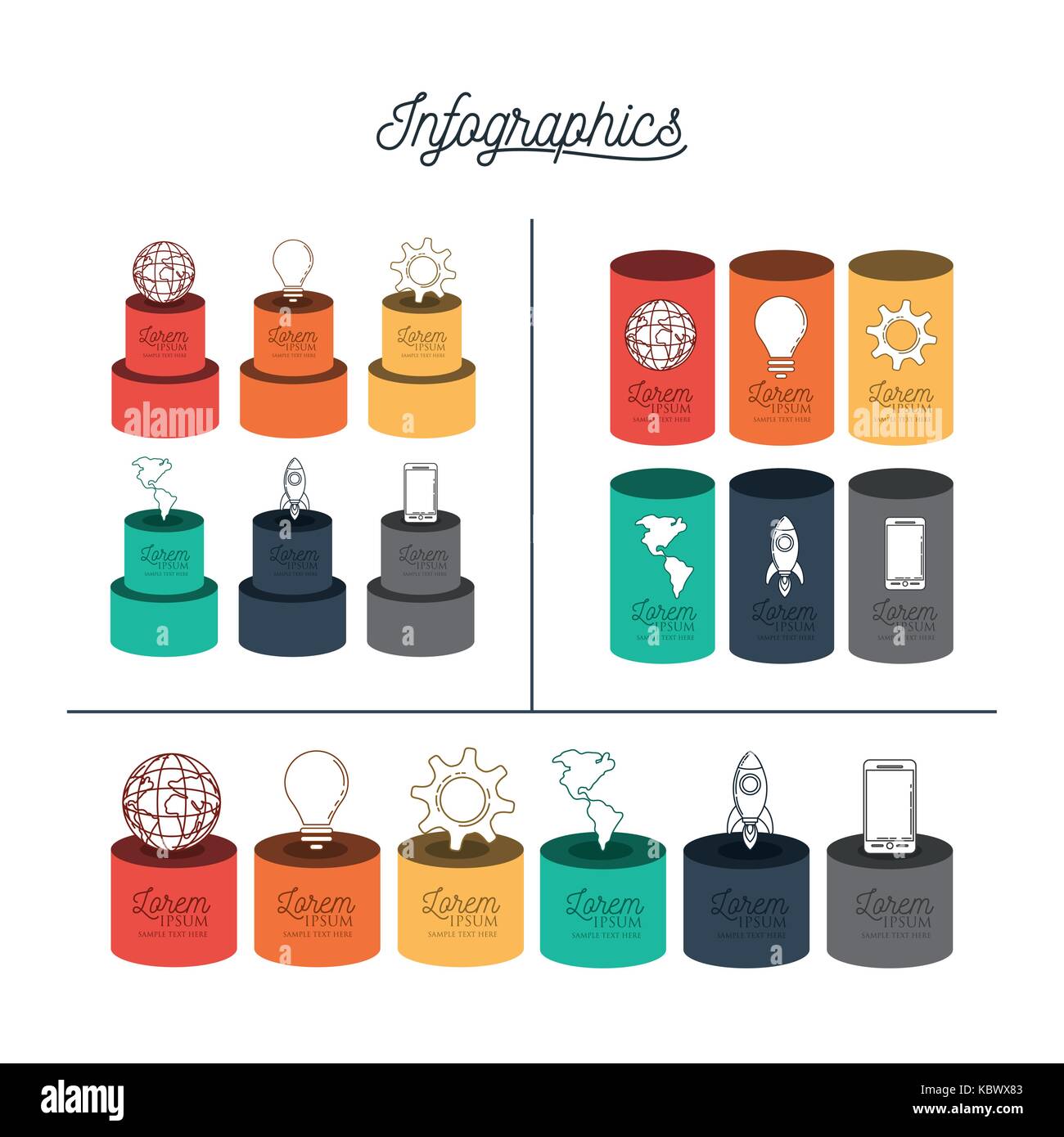 infographic with colorful emblems or awards set Stock Vector Image ...