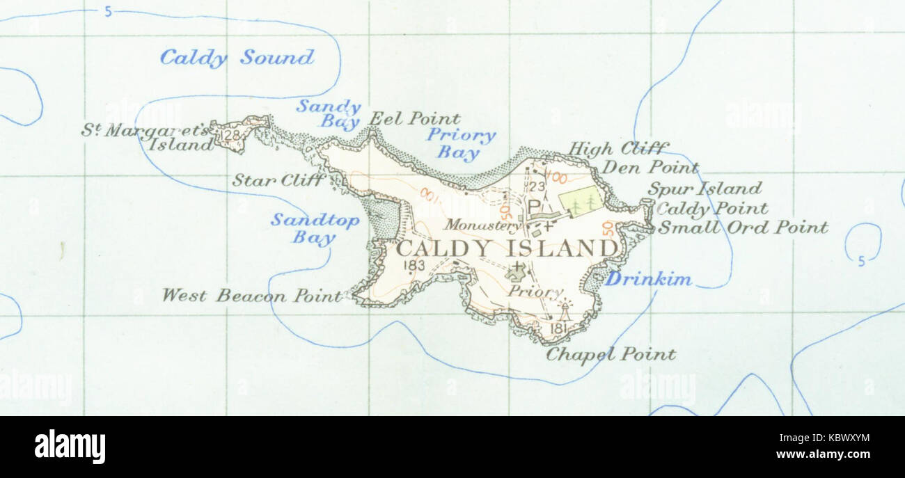 Caldey Island map 1952 Stock Photo - Alamy