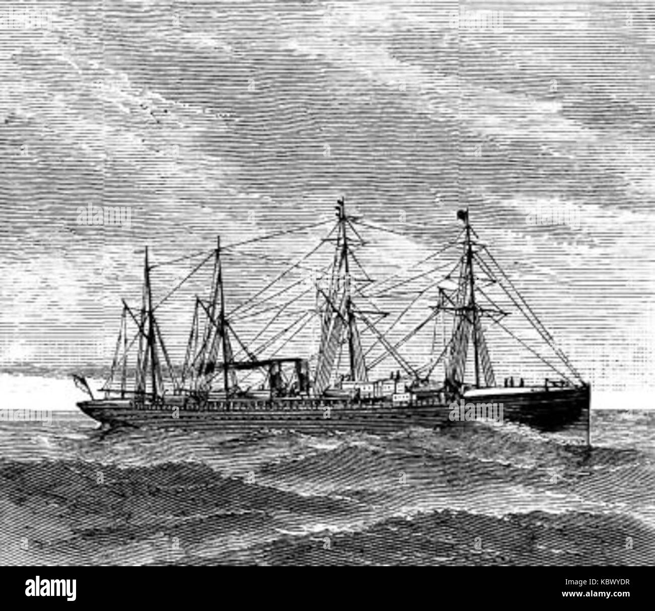 Painting of steamship Black and White Stock Photos & Images - Alamy