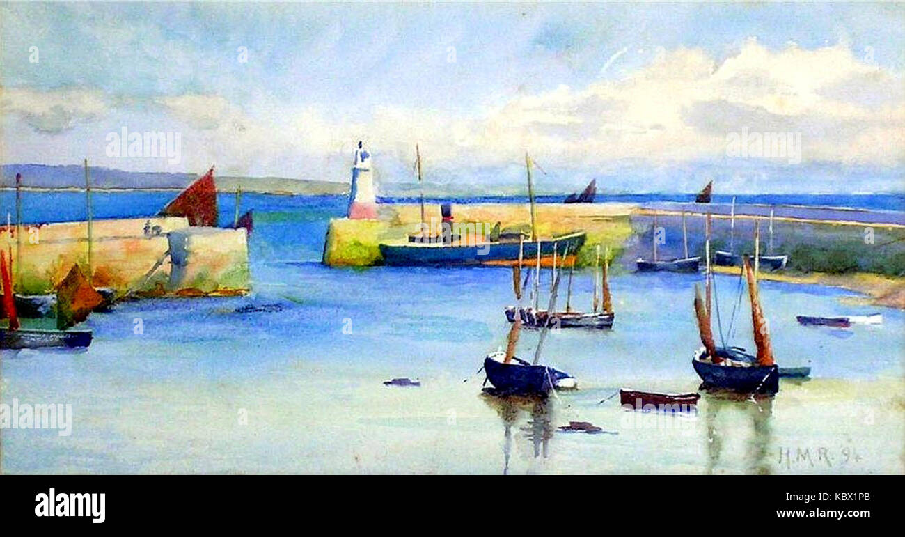 Henry Meynell Rheam Newlyn Harbour 1894 Stock Photo - Alamy
