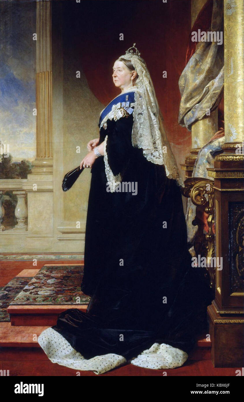 'Queen Victoria,' painted by Franz Xaver Winterhalter in 1885, depicts ...