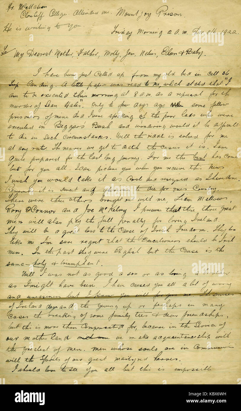 This letter, written by Richard Barrett of the IRA prior to his ...