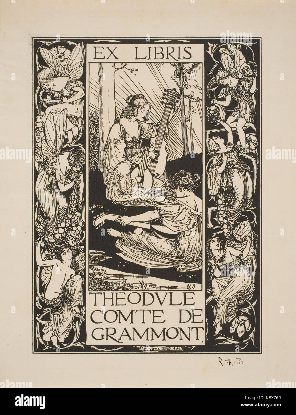 Robert Anning Bell Book plate of Theodule, Count of Grammont Stock ...