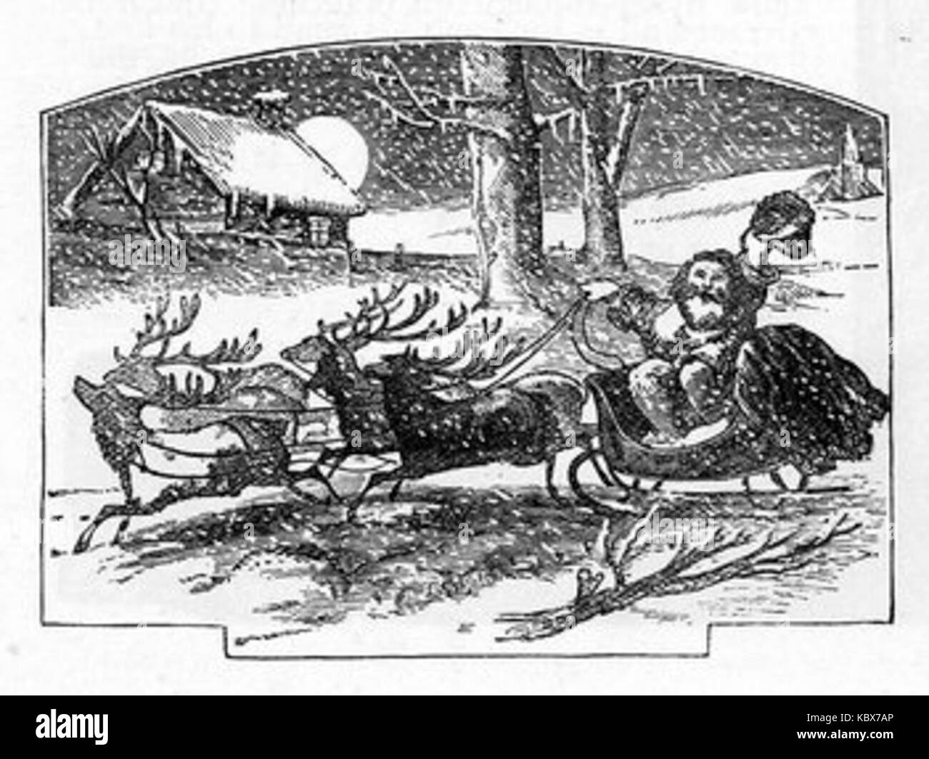 Santa Claus and Four Reindeer Stock Photo - Alamy