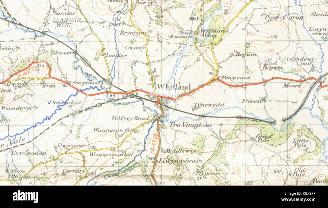 Whitlandrailway lines map1952 Stock Photo - Alamy