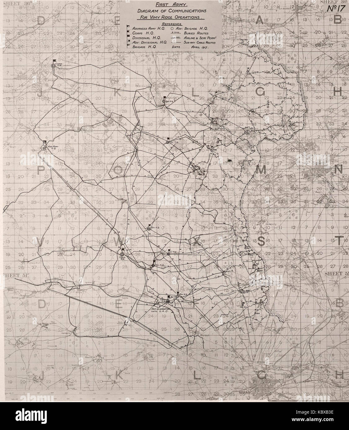 Battle of Arras First Army communications map Stock Photo - Alamy