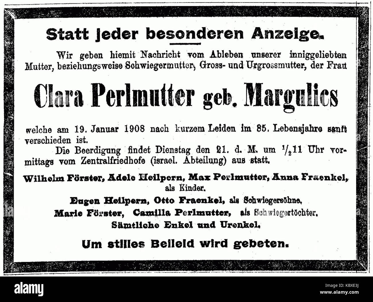 Clara Perlmutter (statt jeder besonderen Anzeige Stock Photo - Alamy