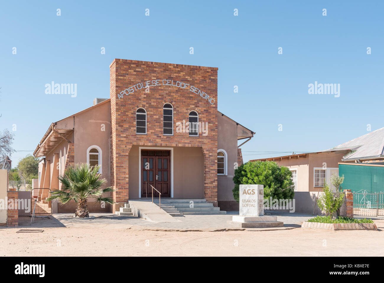 USAKOS, NAMIBIA - JULY 3, 2017: The Lofdal Apostolic Faith Mission ...