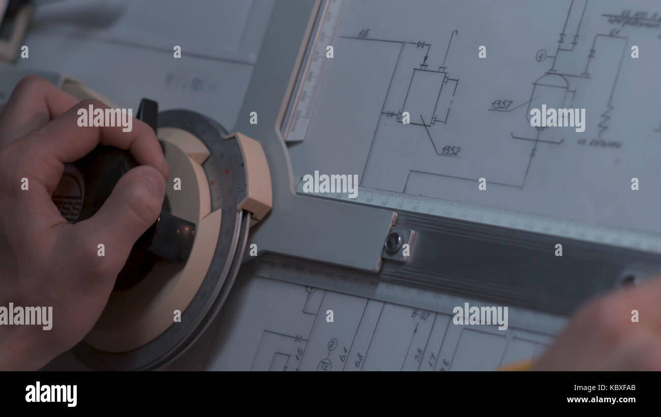 Close up of Architect hand sketching a construction project at work ...