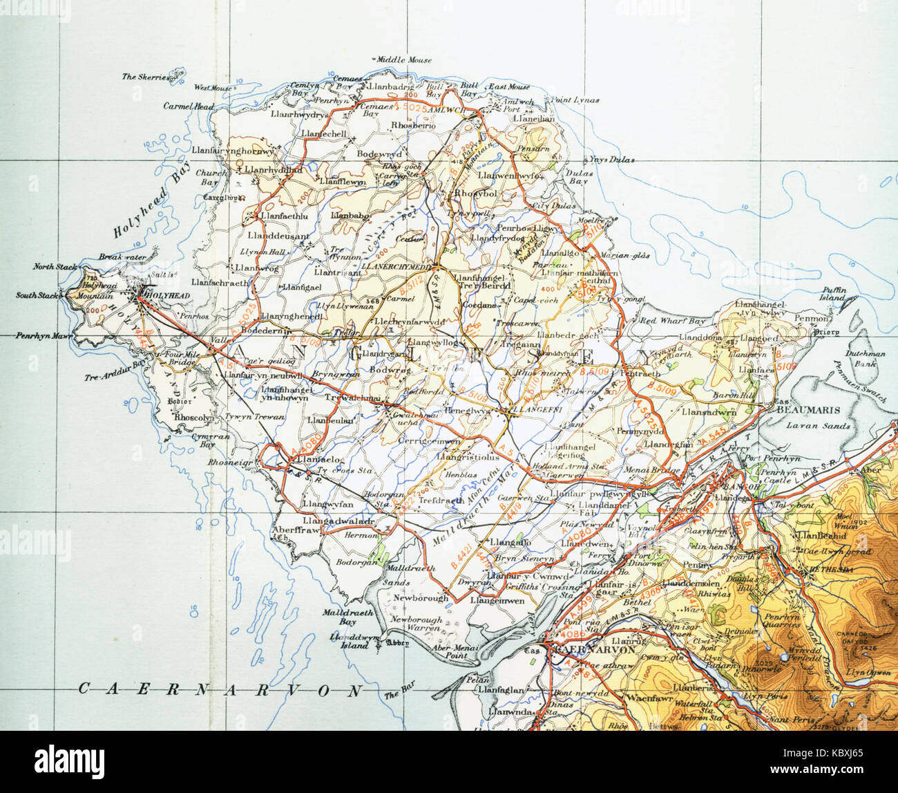 Isle of Angleseymap 1946 Stock Photo - Alamy