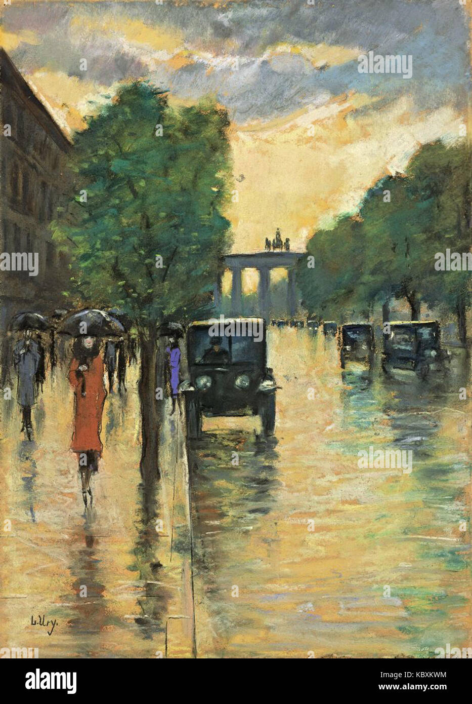 Lesser Ury Unter den Linden mit Brandenburger Tor Stock Photo - Alamy