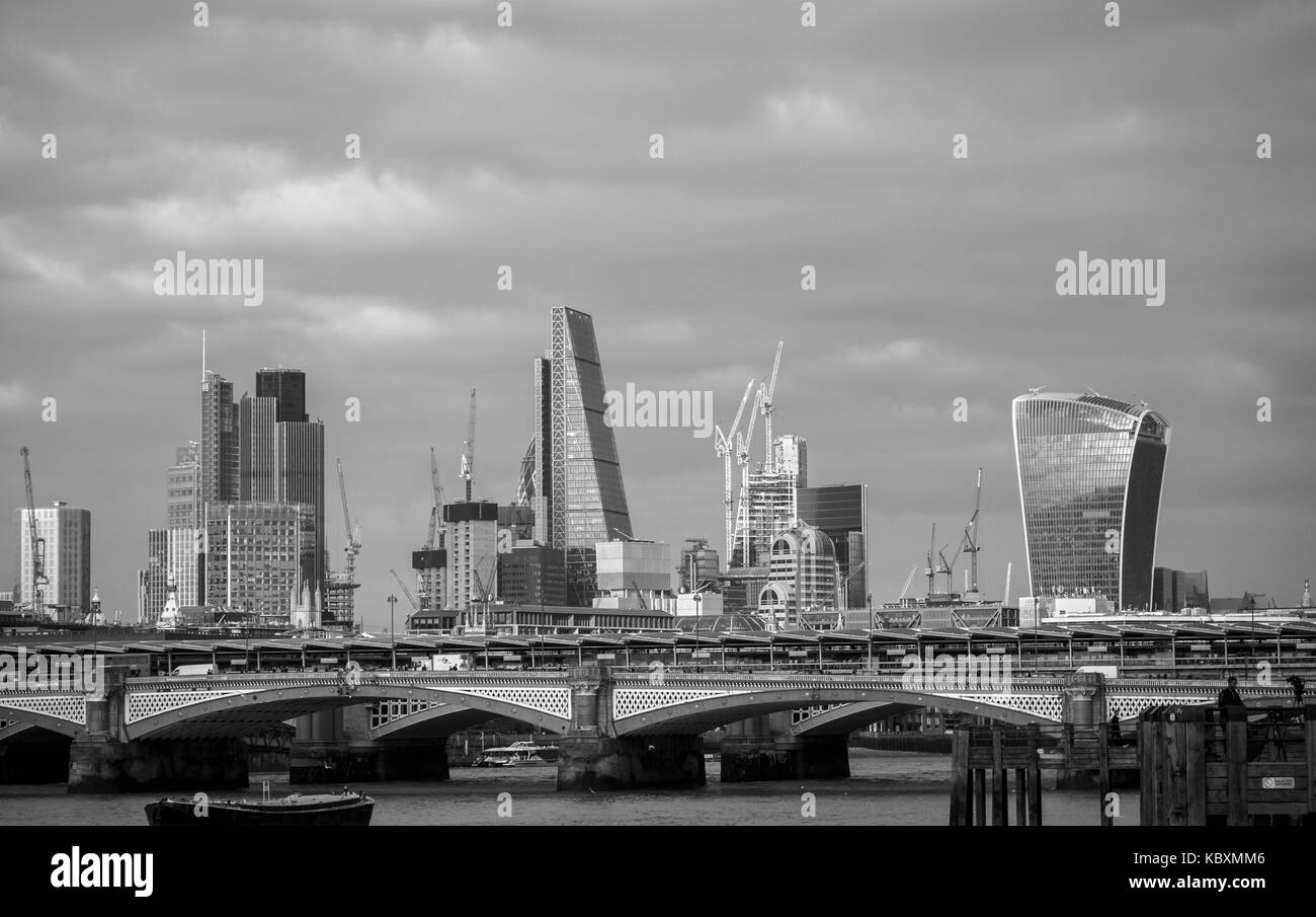 Iconic modern architecture buildings on the skyline of City of London ...