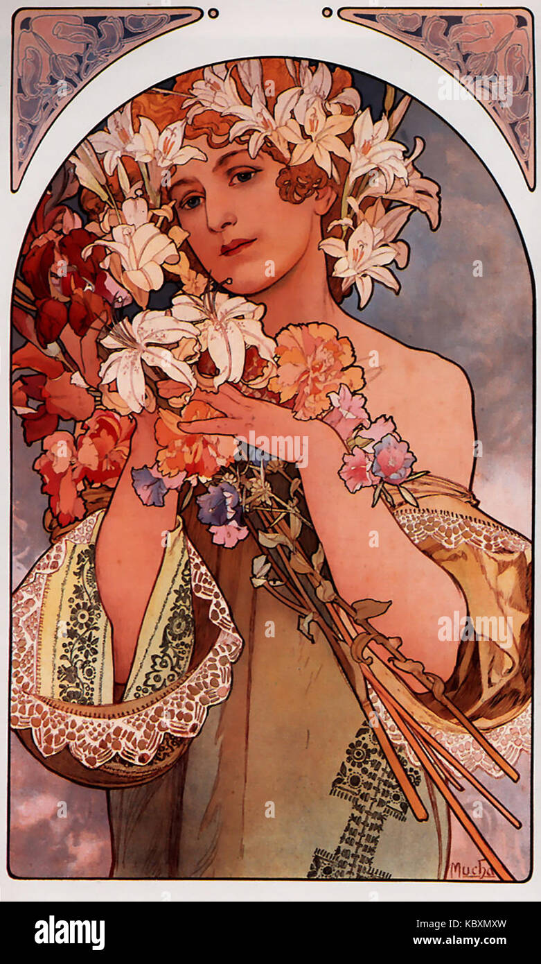 Mucha Flower 1897 Stock Photo - Alamy