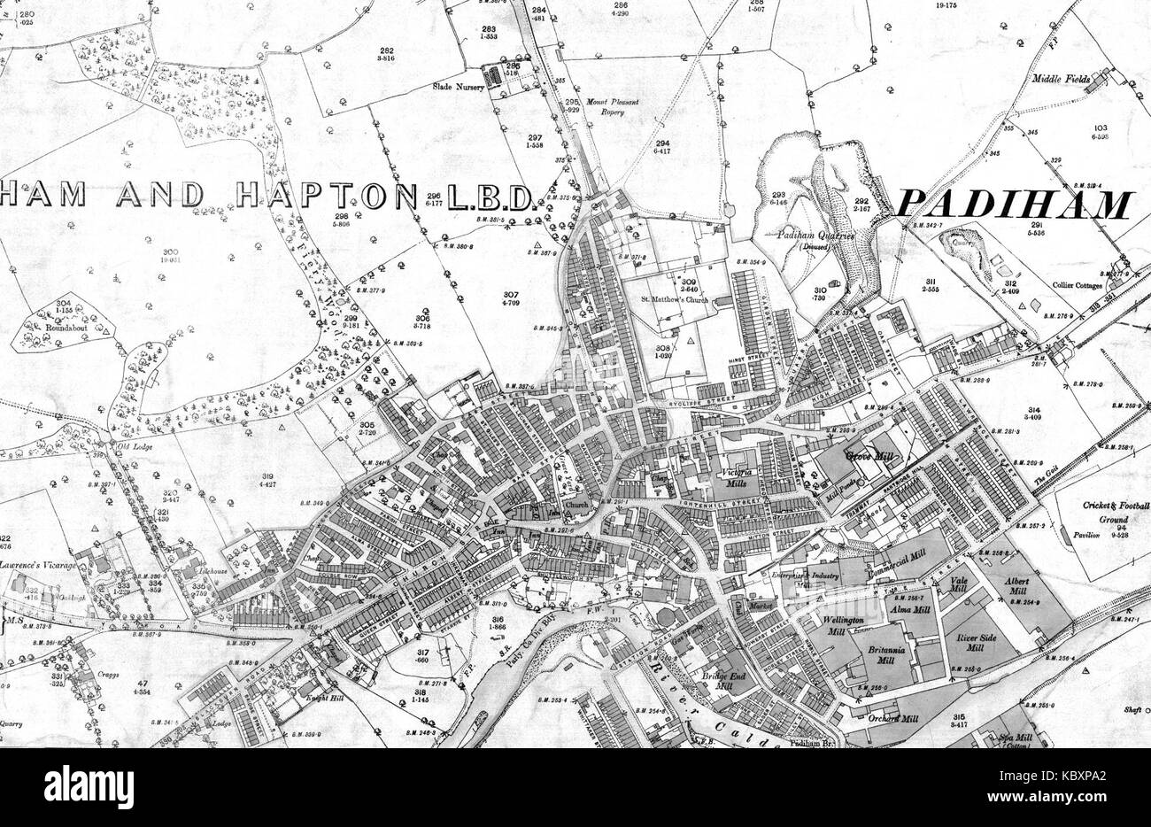 Padiham OS map 1890 Stock Photo - Alamy