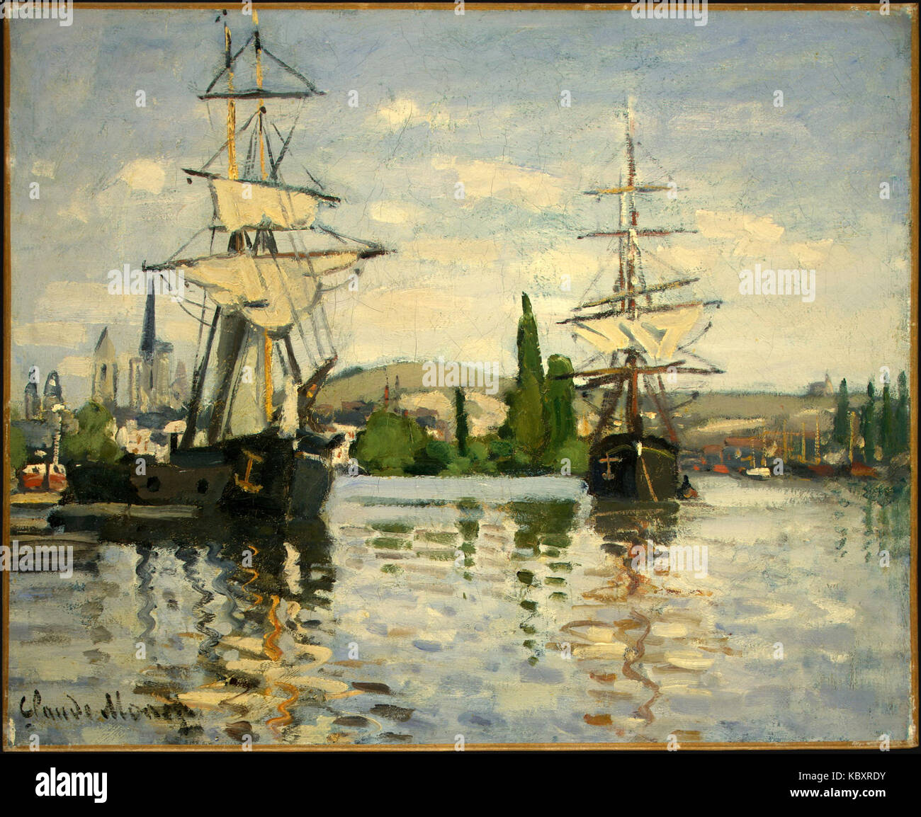 Ships Riding on the Seine at Rouen by Claude Monet, 1872 Stock Photo ...