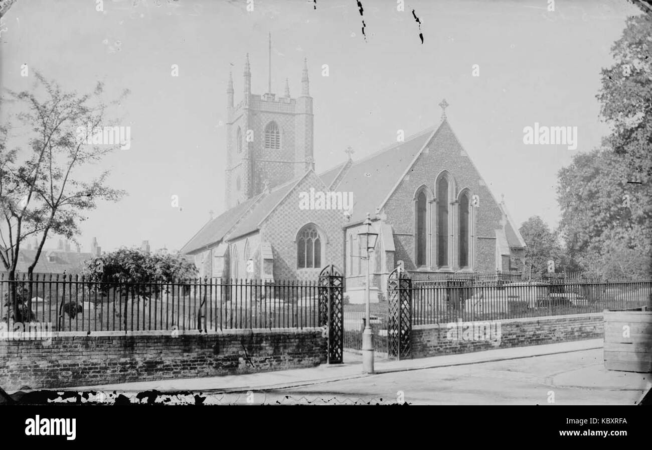St. Mary's Church, Reading, from the south east, c. 1875 Stock Photo ...