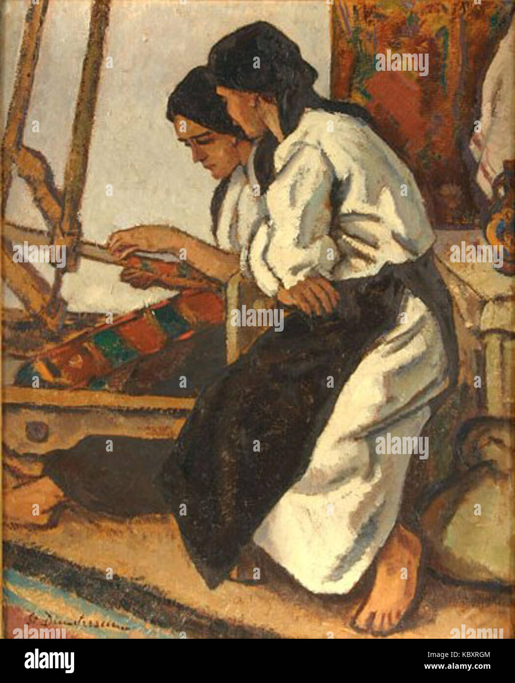 Stefan Dimitrescu Femei tesand la razboi Stock Photo - Alamy