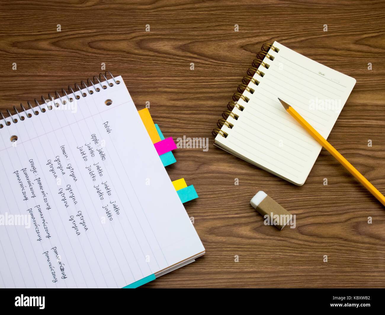 Polish; Learning New Language Writing Words on the Notebook Stock Photo ...