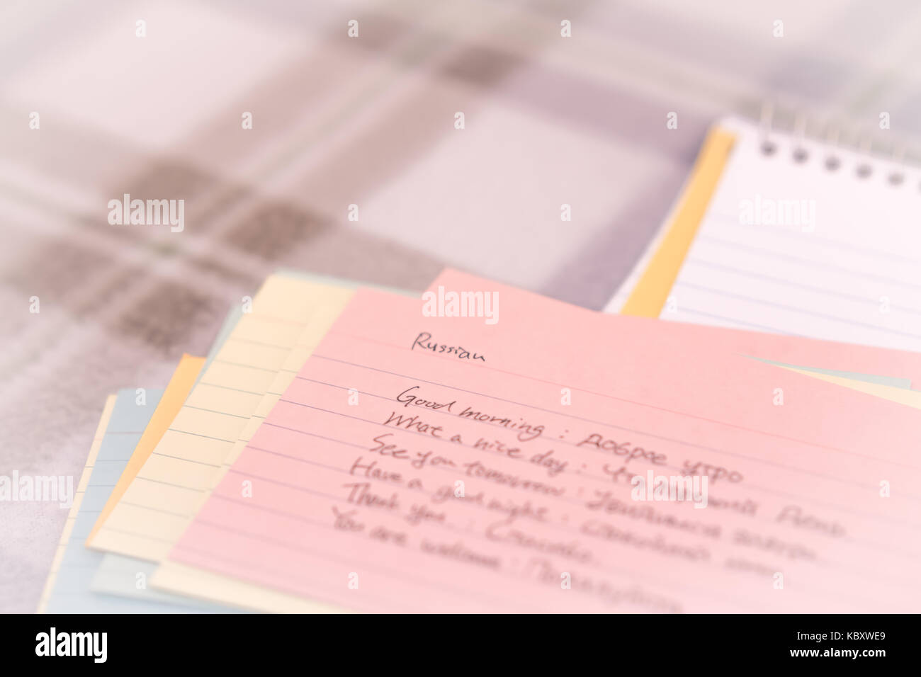 Russian; Learning New Language Writing Greetings on the Notebook Stock ...