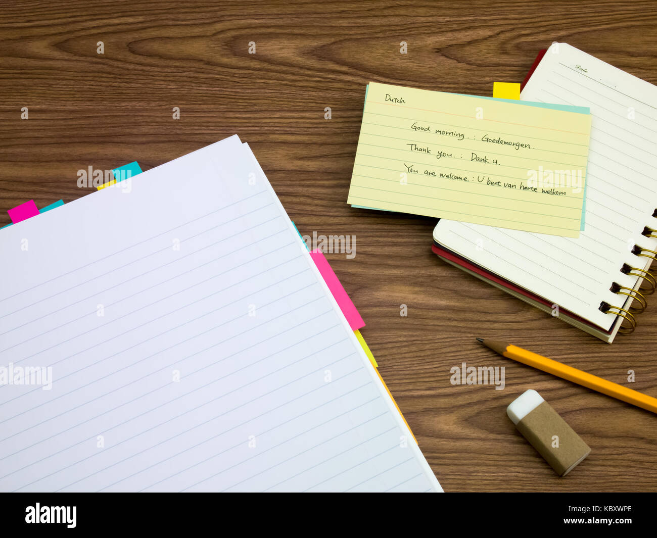 Dutch; Learning New Language Writing Words on the Notebook Stock Photo ...
