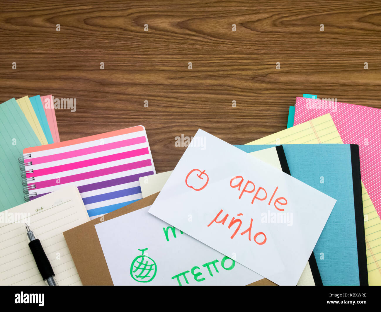 Greek; Learning New Language Writing Words on the Notebook Stock Photo ...