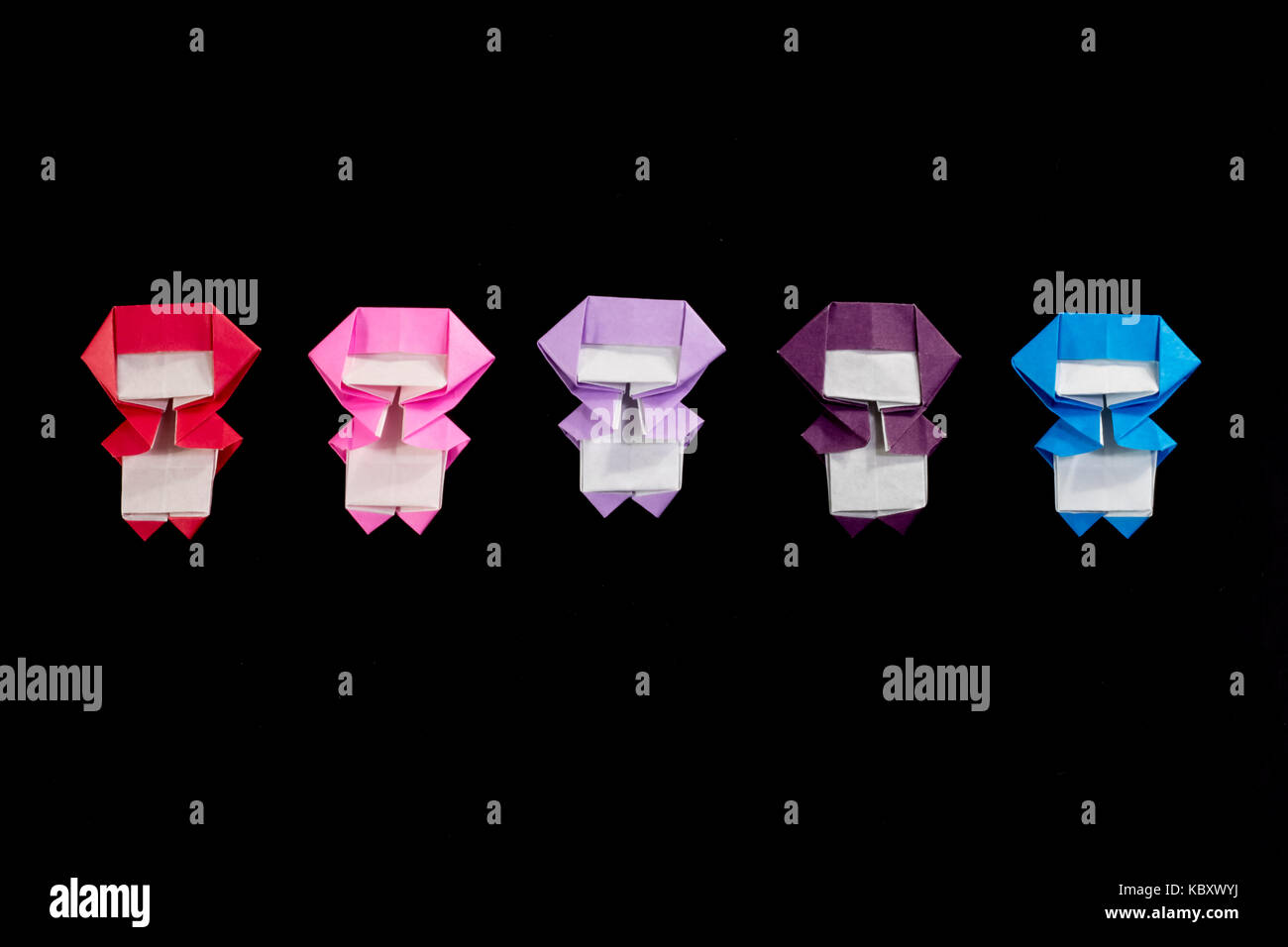 The Handmade Origami Ninja Kids on the Black Background Stock Photo - Alamy