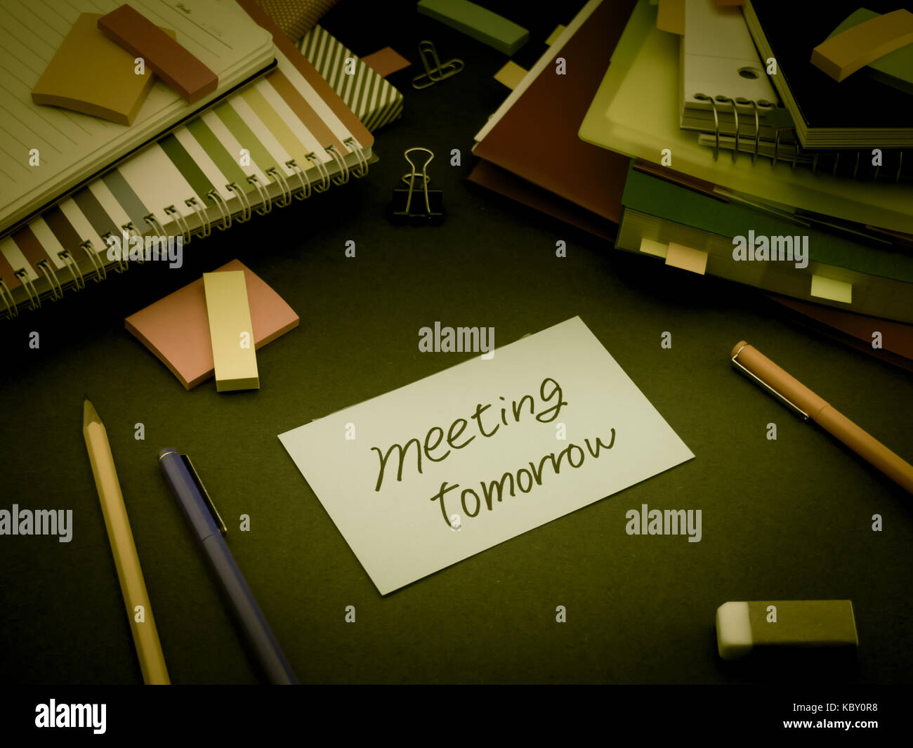 Somebody Left the Message on Your Working Desk; Meeting Tomorrow Stock ...