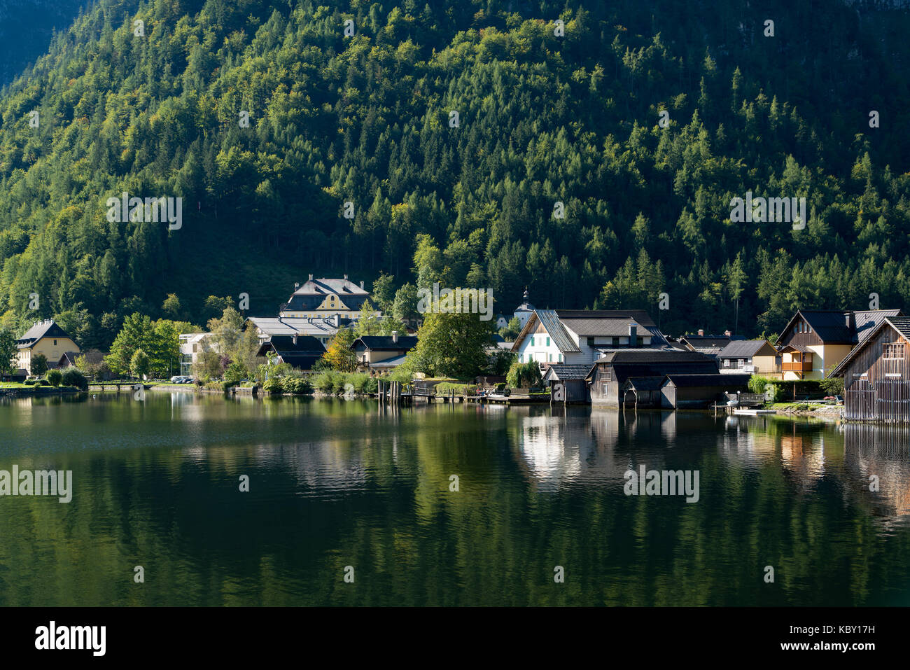 View of Hallstatt from Hallstatt Lake Stock Photo - Alamy