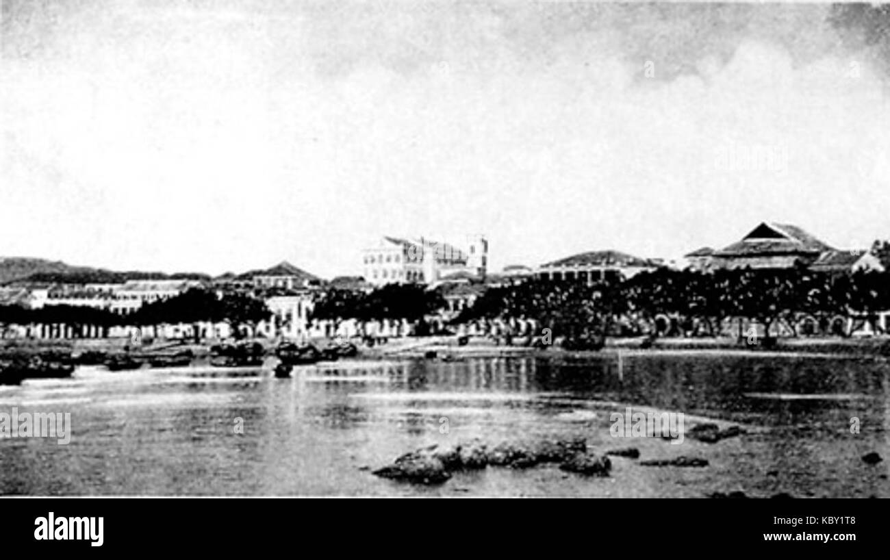 This panoramic view of the harbor captures the landscape and waterfront ...