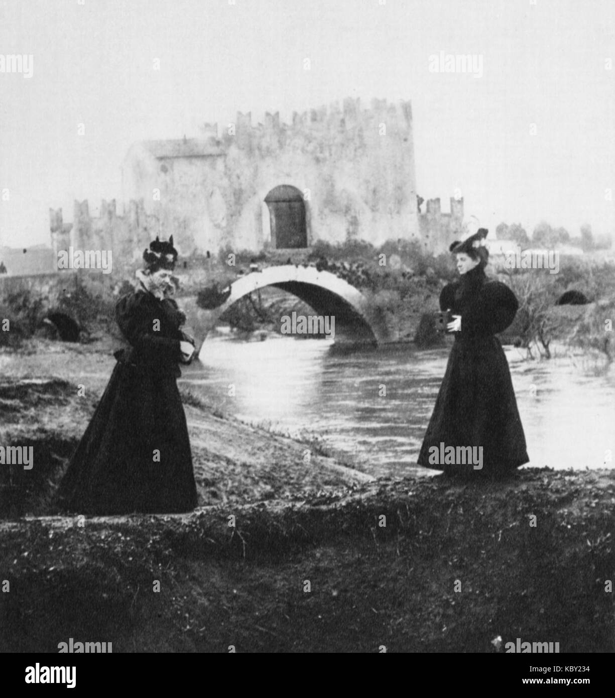 A 1896 photograph of Ponte Nomentano, an ancient Roman bridge over the ...