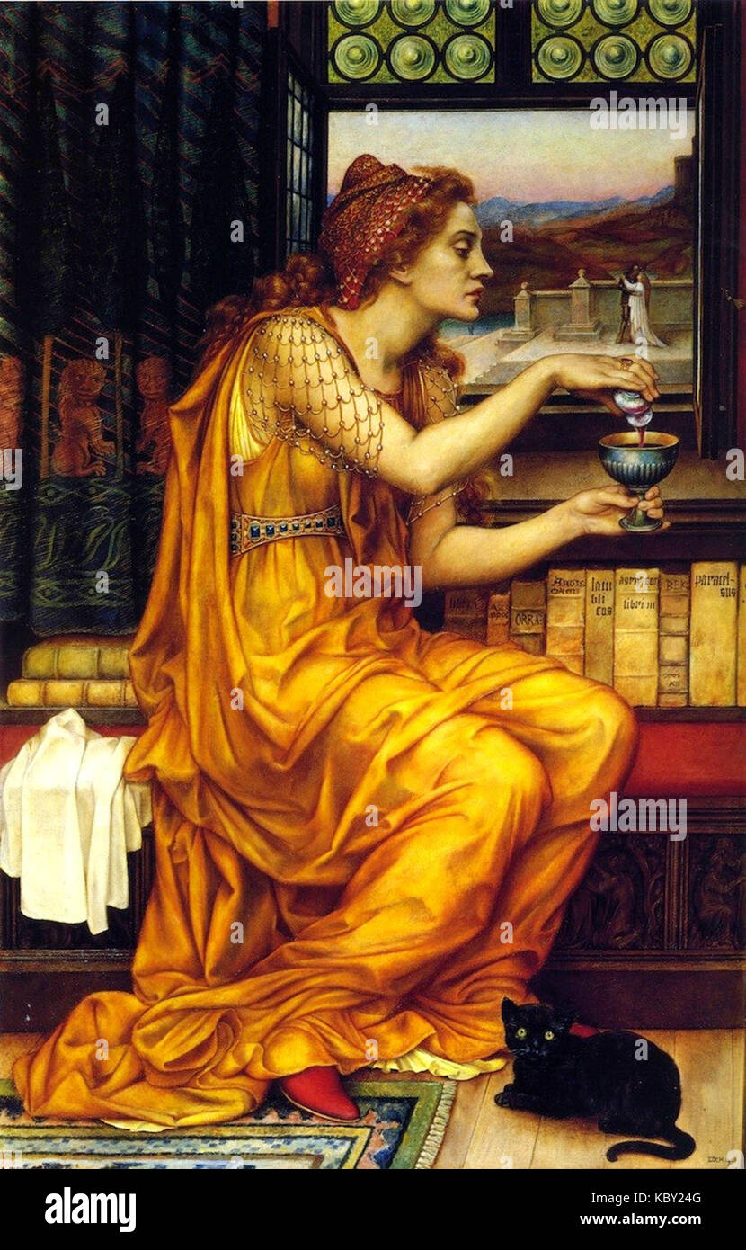 This vintage image depicts 'The Love Potion,' a 1903 illustration or ...