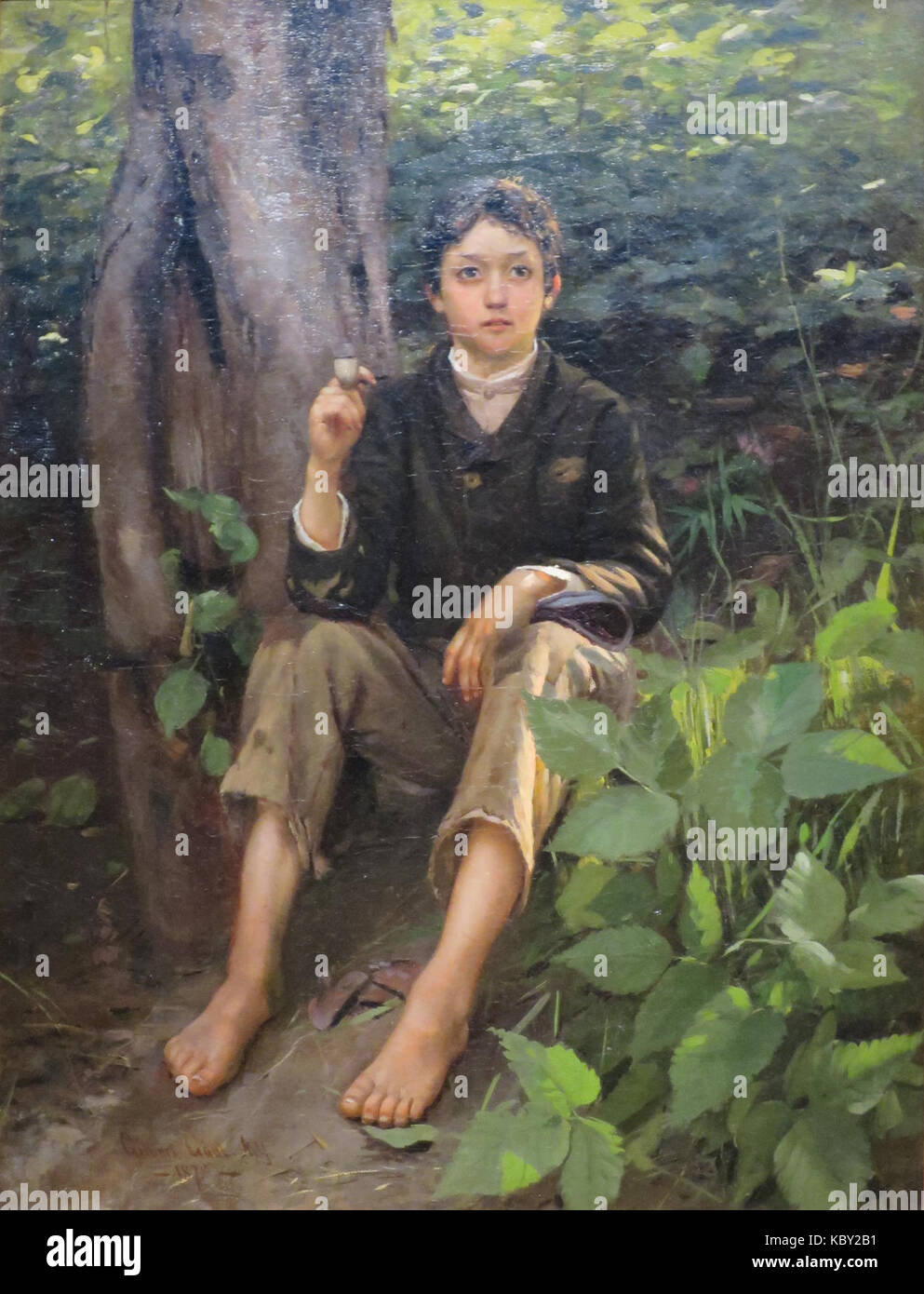 William Gilbert Gaul 'His First Smoke', 1878, High Museum Stock Photo ...