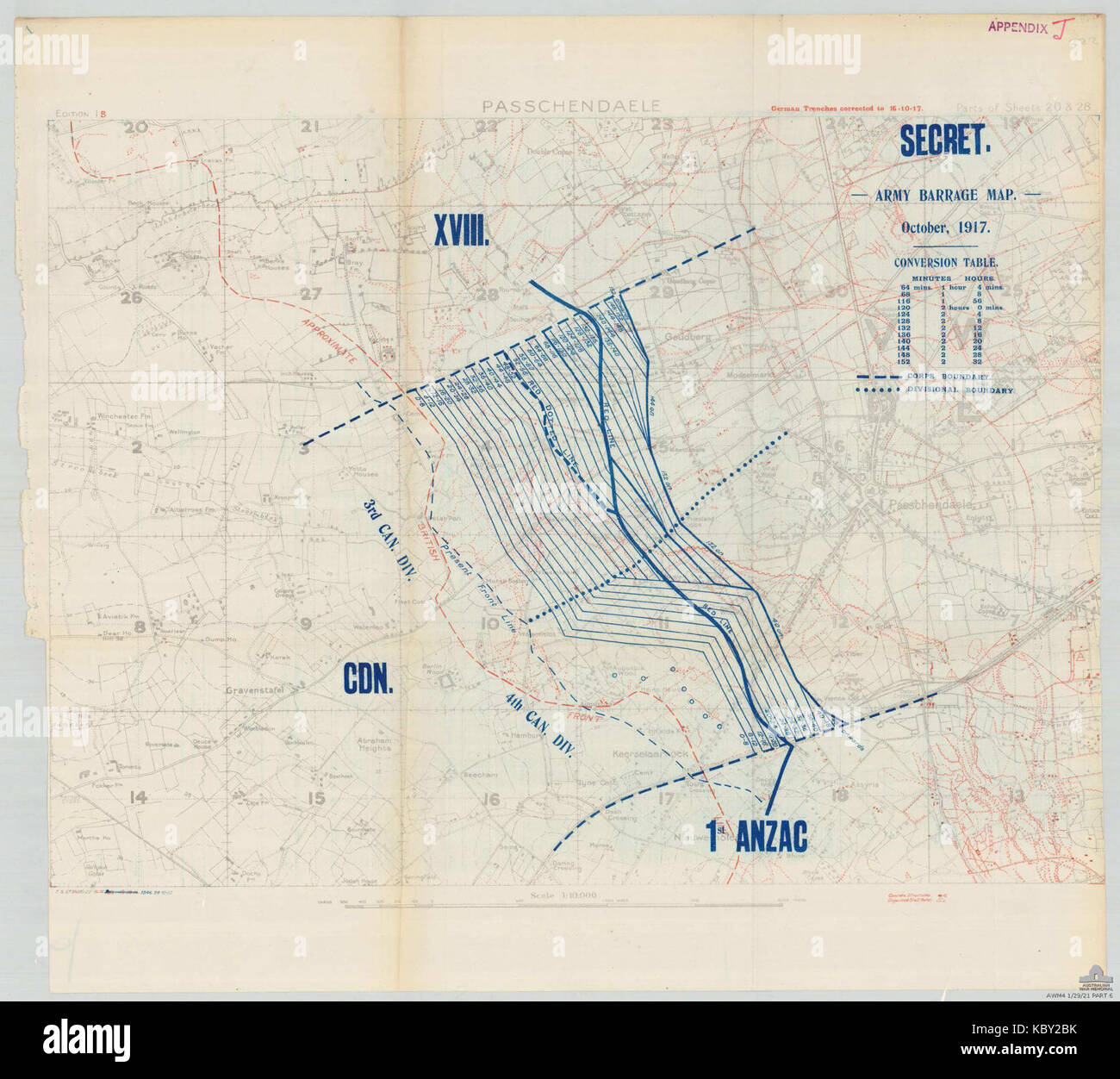 Second Battle of Passchendaele First Stage (October 26) Barrage Map ...