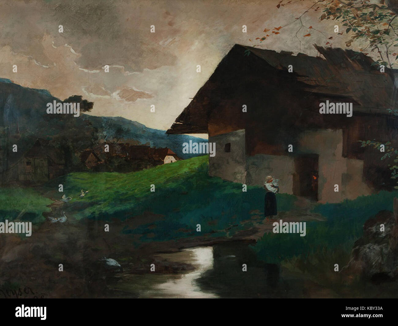 Friedrich Wilhelm Theodor Heyser Dorflandschaft 1898 Stock Photo - Alamy