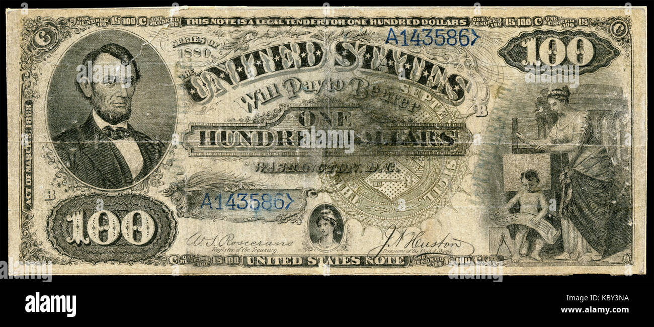 Emanuel Ninger $100 (1880 Stock Photo - Alamy