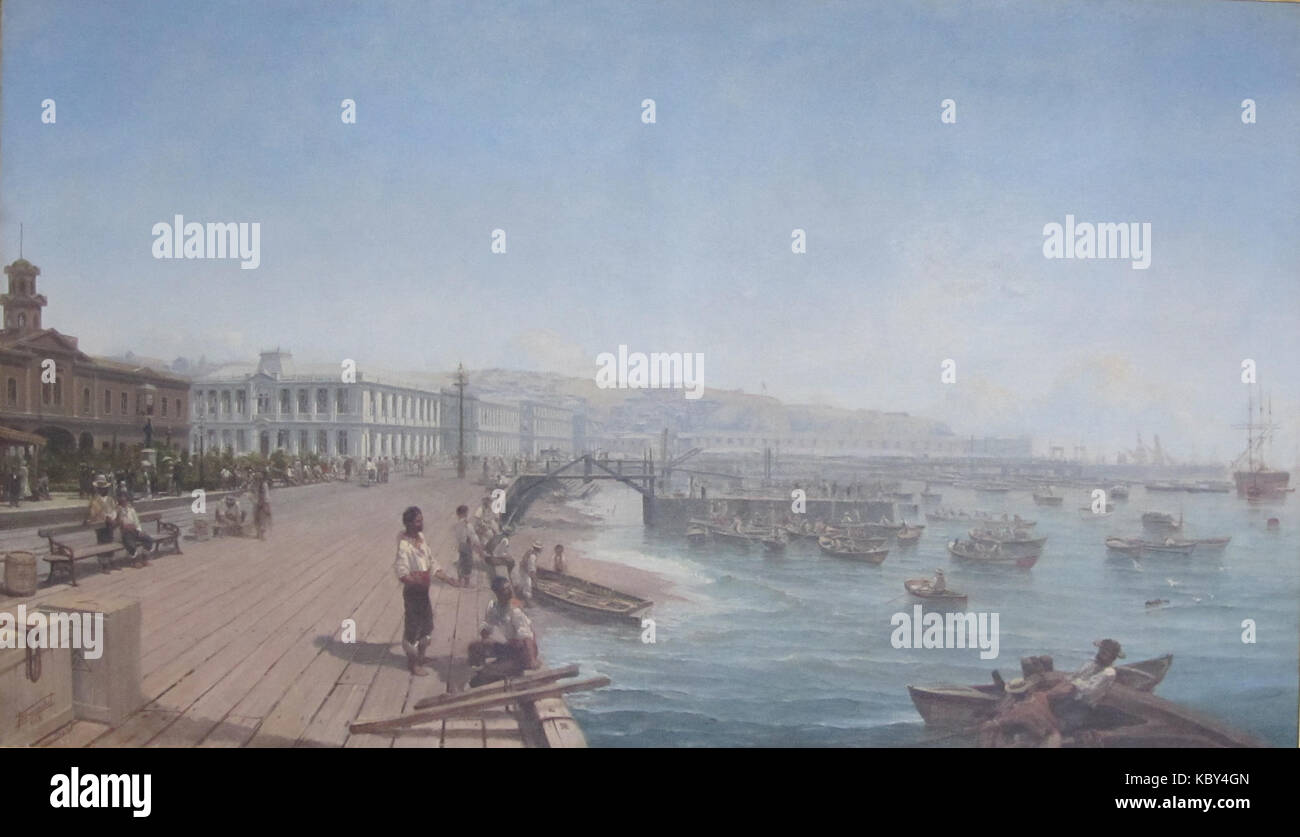 Somerscales, Thomas Antiguo muelle de Valparaiso (Muelle Prat) 1882 ...