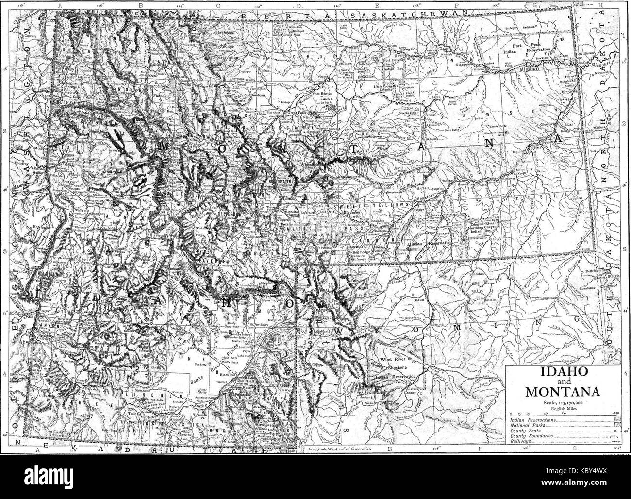 Historic map of idaho Black and White Stock Photos & Images - Alamy