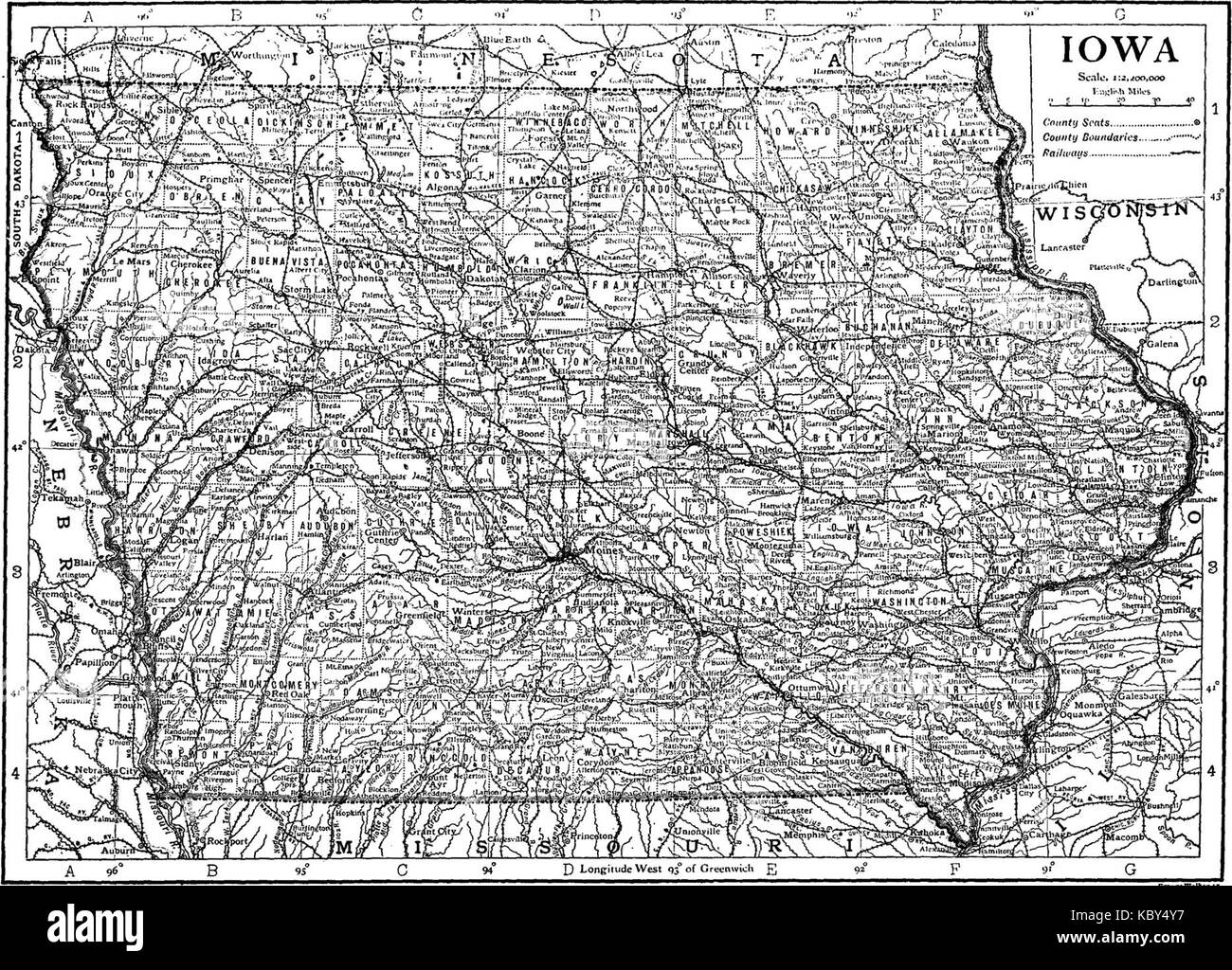Vintage iowa map Black and White Stock Photos & Images - Alamy