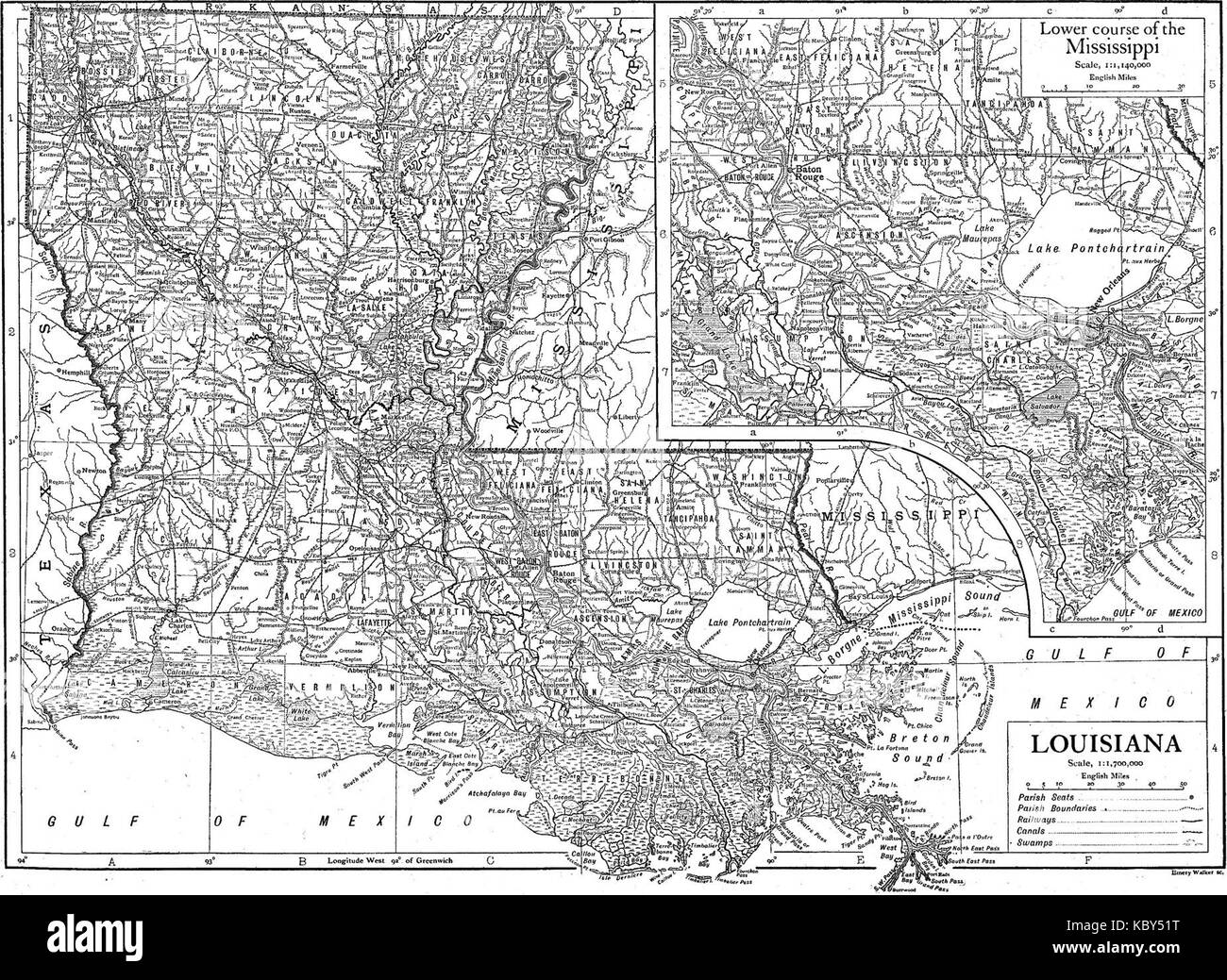 Old map of louisiana Black and White Stock Photos & Images - Alamy