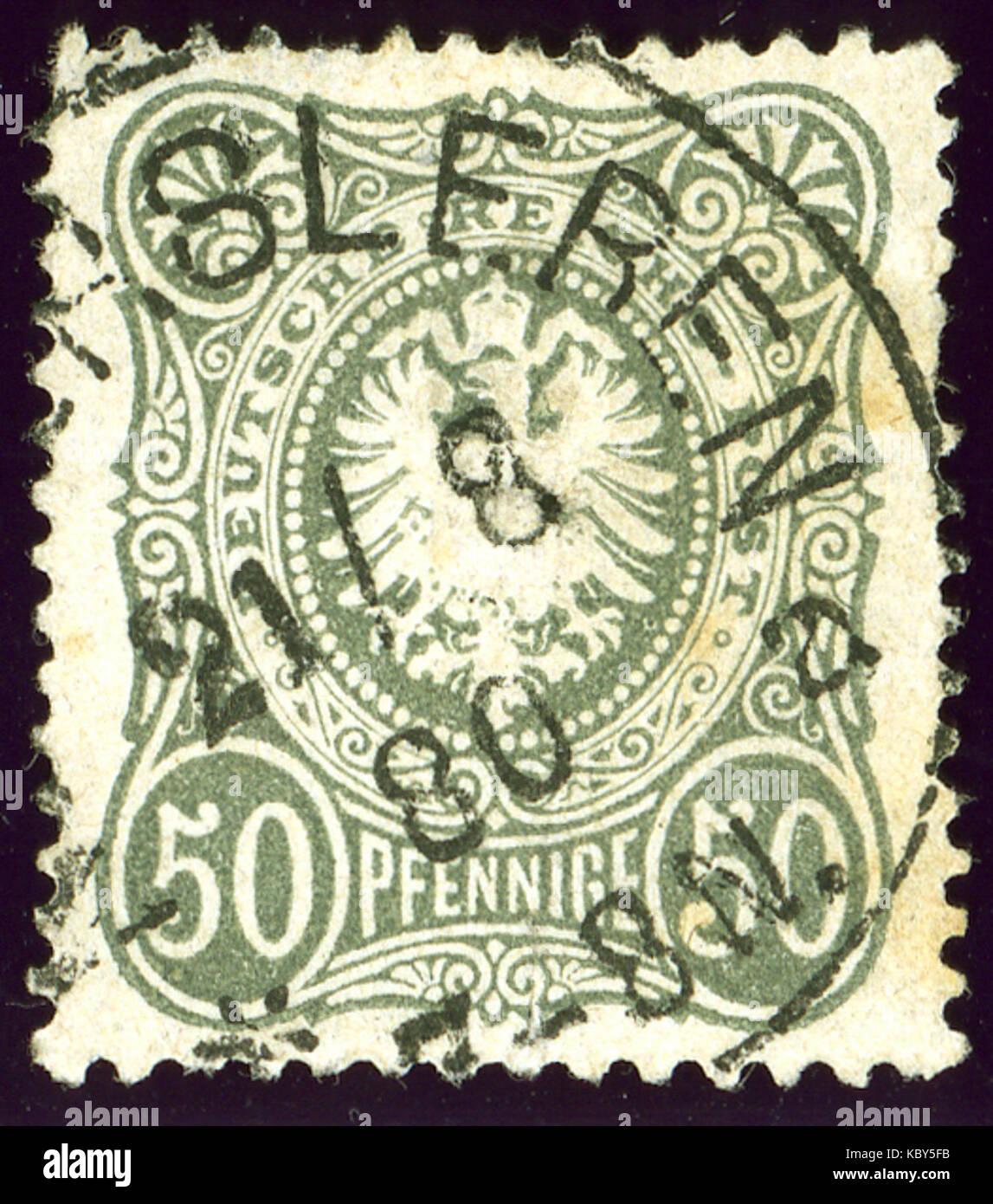 German 1880 Reich 50 Pfennige stamp, Mi38a, part of the imperial series ...