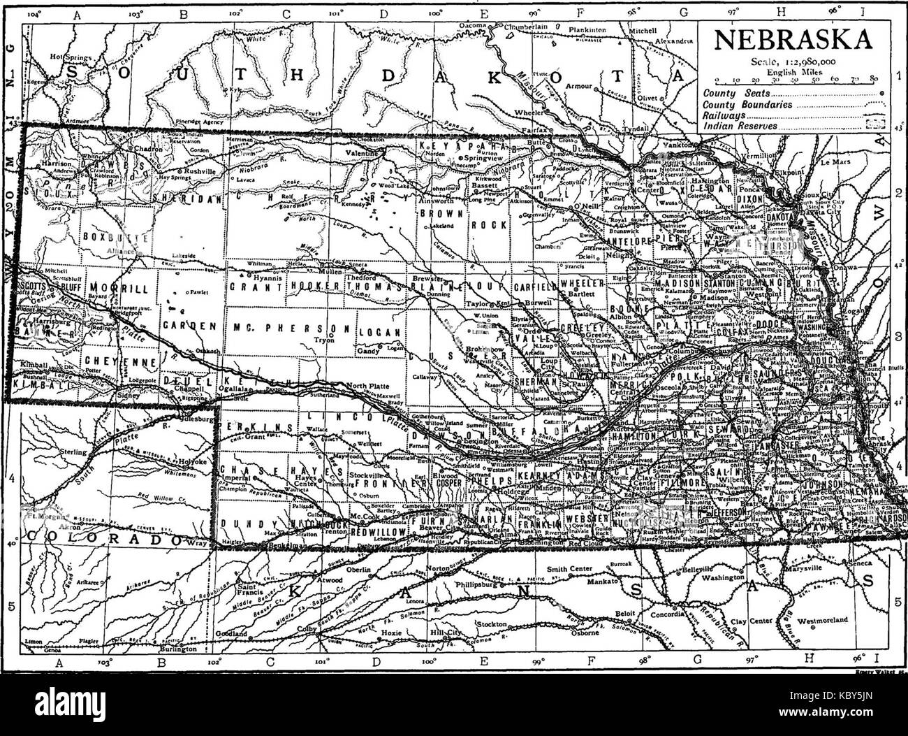 Map of nebraska state hi-res stock photography and images - Alamy