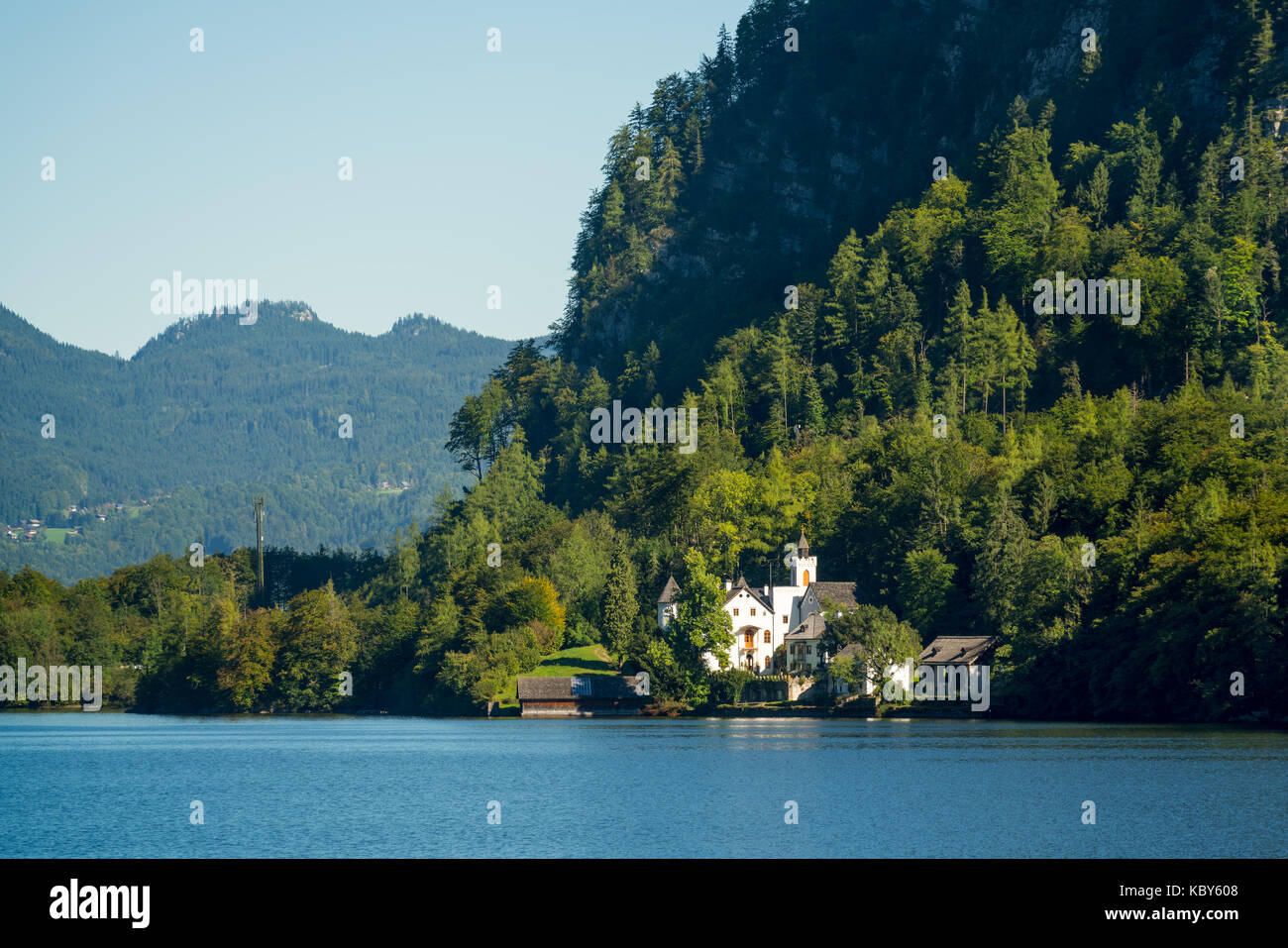 Castle Schloss on the Shoreline of Lake Hallstatt Stock Photo - Alamy
