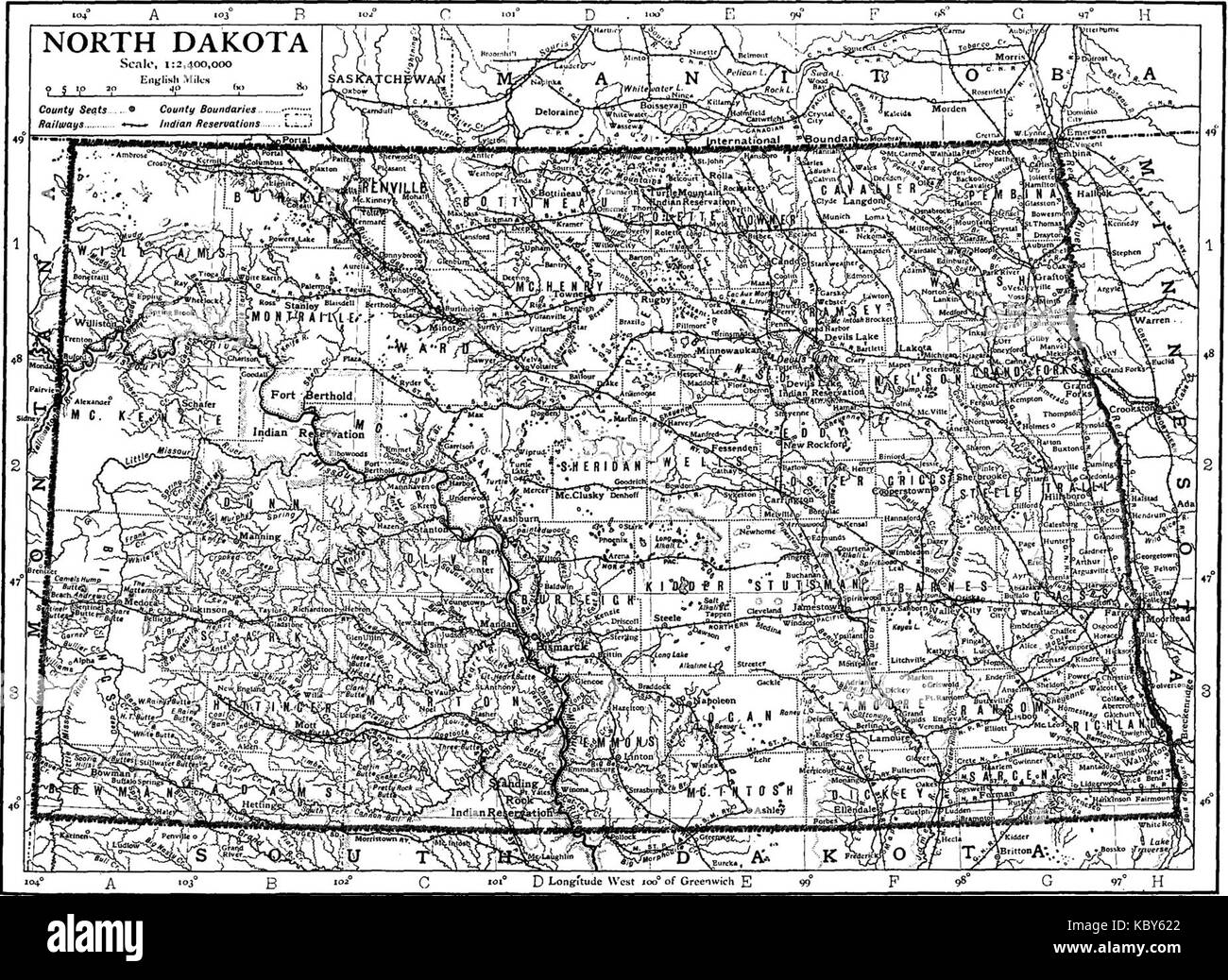 Old map of north dakota hi-res stock photography and images - Alamy