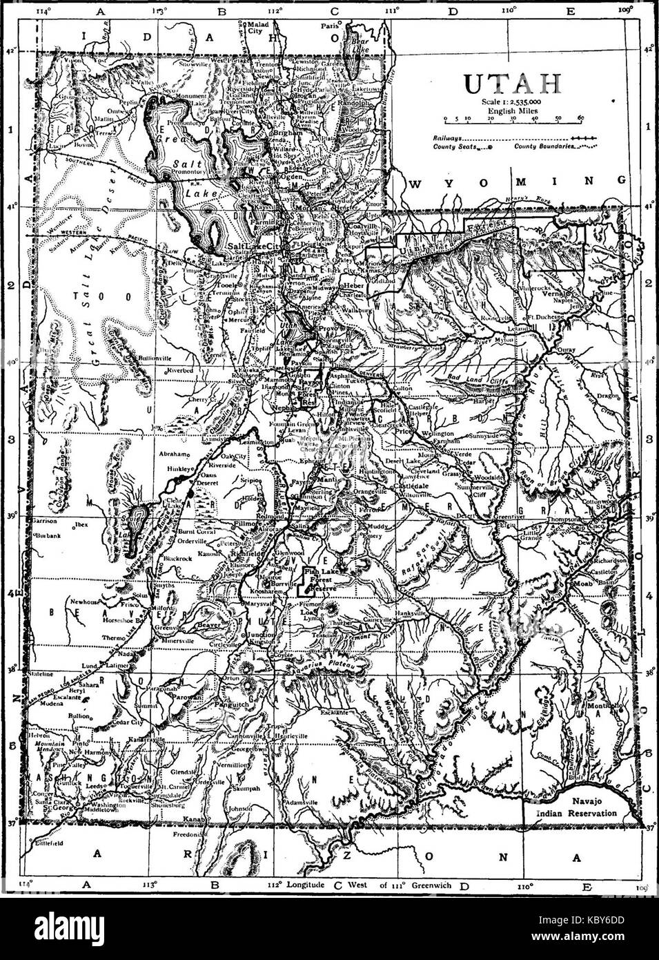 Utah Map Black and White Stock Photos & Images - Alamy