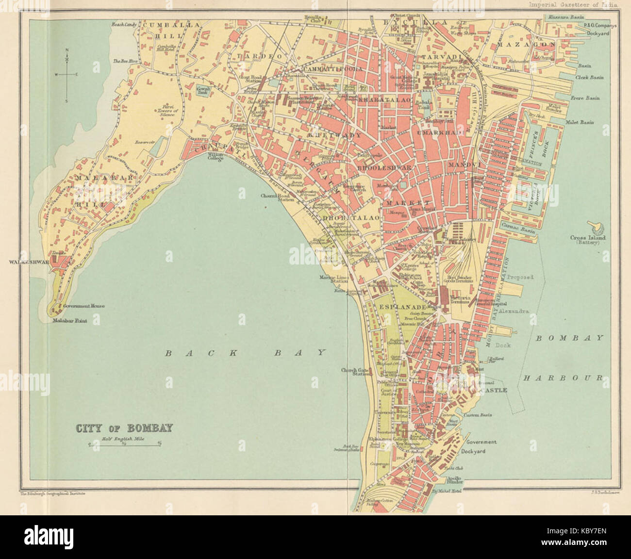 Map of the City of Bombay from The Imperial Gazetteer of India (1907 ...