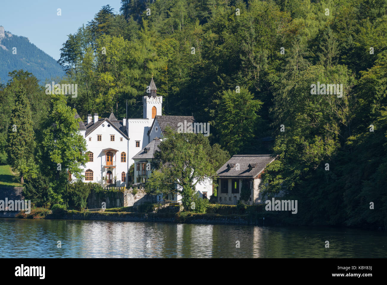 Castle Schloss on the Shoreline of Lake Hallstatt Stock Photo - Alamy