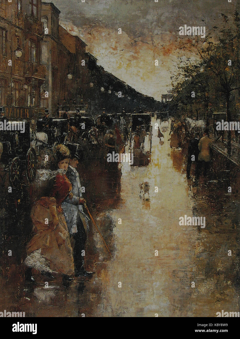 Lesser Ury 1888 Unter den Linden nach dem Regen Stock Photo - Alamy